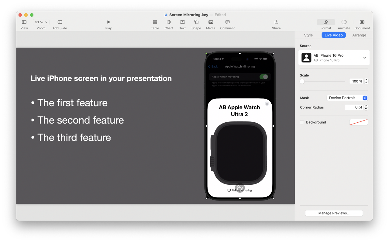 Mirror your iPhone screen to your Keynote presentation – vowe dot net