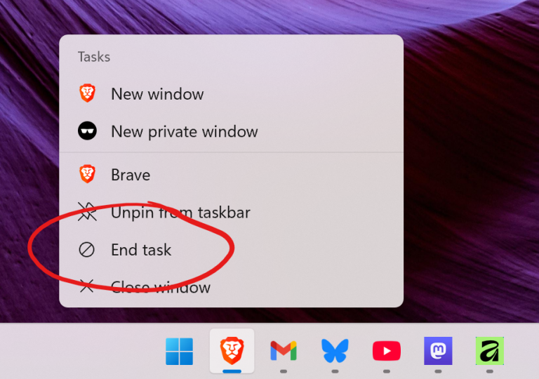 End task from taskbar – vowe dot net